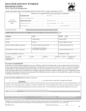 Fillable Online Disaster Service Worker Volunteer Program - Cal OES ...