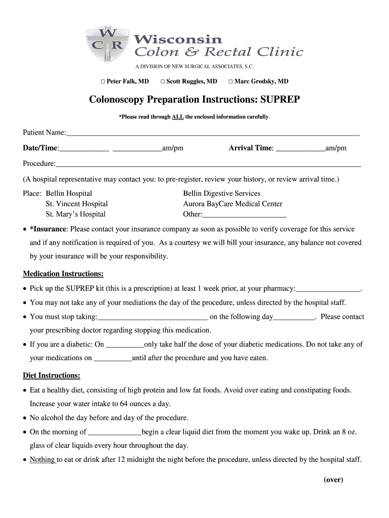 Fillable Online SUPREP colonoscopy prep - WI Colon & Rectal Clinic Fax ...