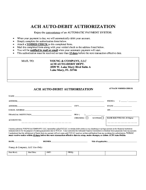 Fillable Online Automatic Debit Authorization Application Fax Email Print - pdfFiller