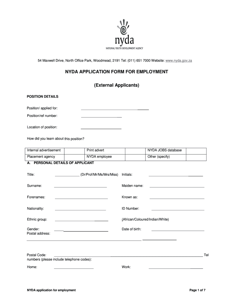 Fillable Online Download Application Form - the NYDA Fax Email Print ...