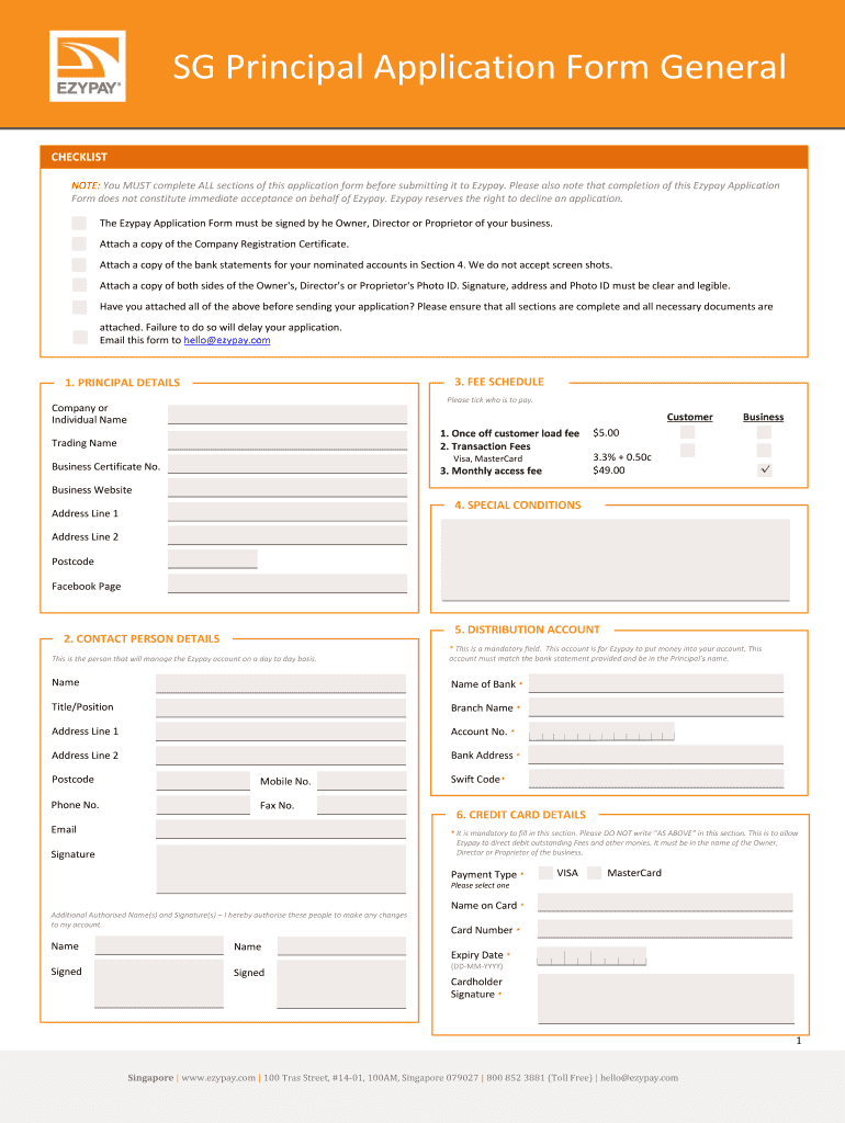 Fillable Online SG Principal Application Form General - HomeEzypay Fax Email Print - pdfFiller