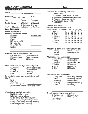 Fillable Online Neck Pain Assessment. New Patient Forms Fax Email Print ...