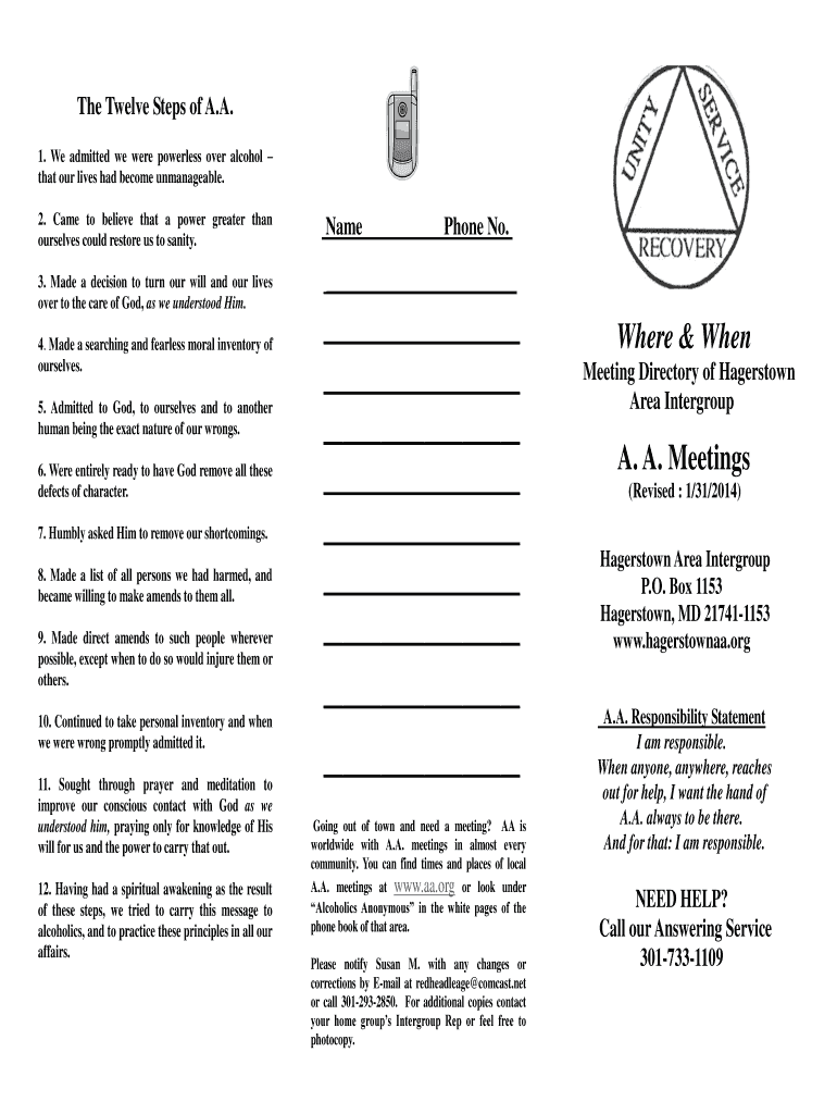 Fillable Online AA Step 1Acceptance Is The First Step To Recovery Fax ...