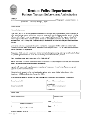 Fillable Online Business Trespass Enforcement Authorization Fax Email ...