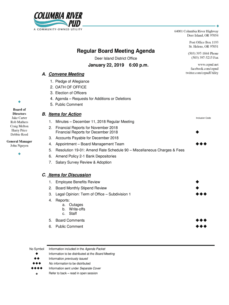 Fillable Online 4. Board Member Oaths and Election of Board Officers a ...