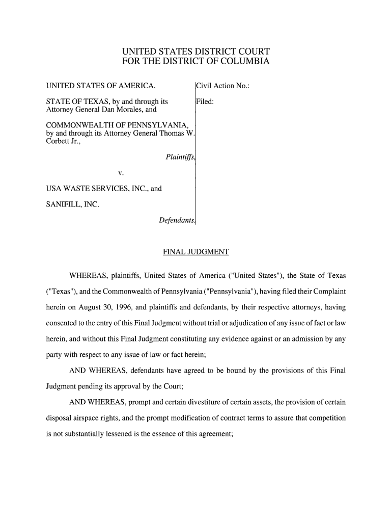 Fillable Online Stipulation on Jurisdiction and Agreed Final Judgment ...