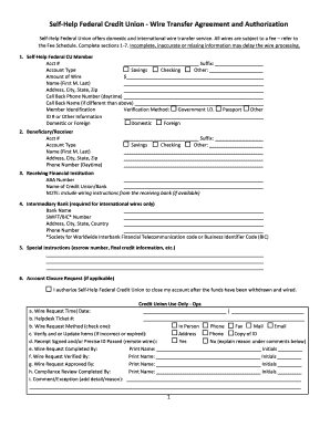 Fillable Online Wire Transfer Agreement and Authorization - Self-Help ...