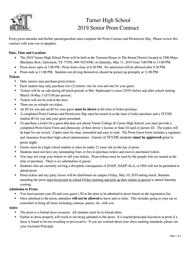Fillable Online Junior/Senior Prom Rules and Regulations - City Honors ...