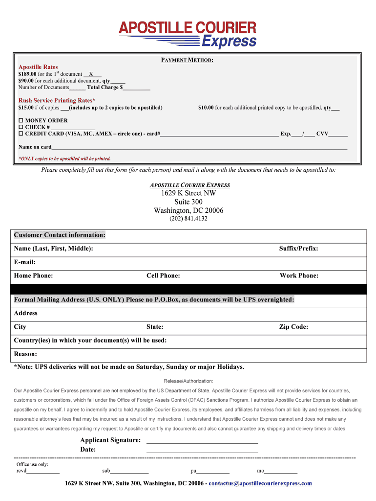 Apostille Courier - Fill Online, Printable, Fillable, Blank | pdfFiller