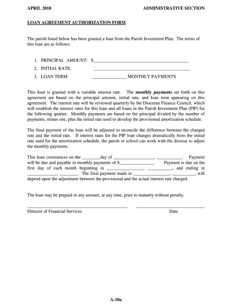 Fillable Online LOAN AGREEMENT AUTHORIZATION FORM Fax Email Print ...