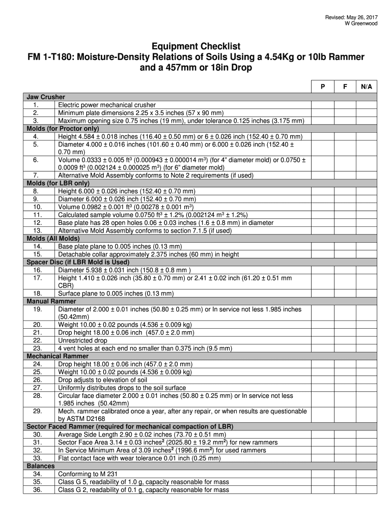 Fillable Online Equipment Checklist - FDOT Fax Email Print - pdfFiller