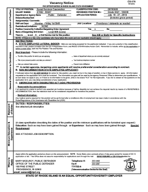 Fillable Online Rhode Island Current State Jobs Vacancies - Civil ...