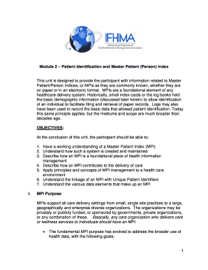 Fillable Online Fundamentals for Building a Master Patient Index ...
