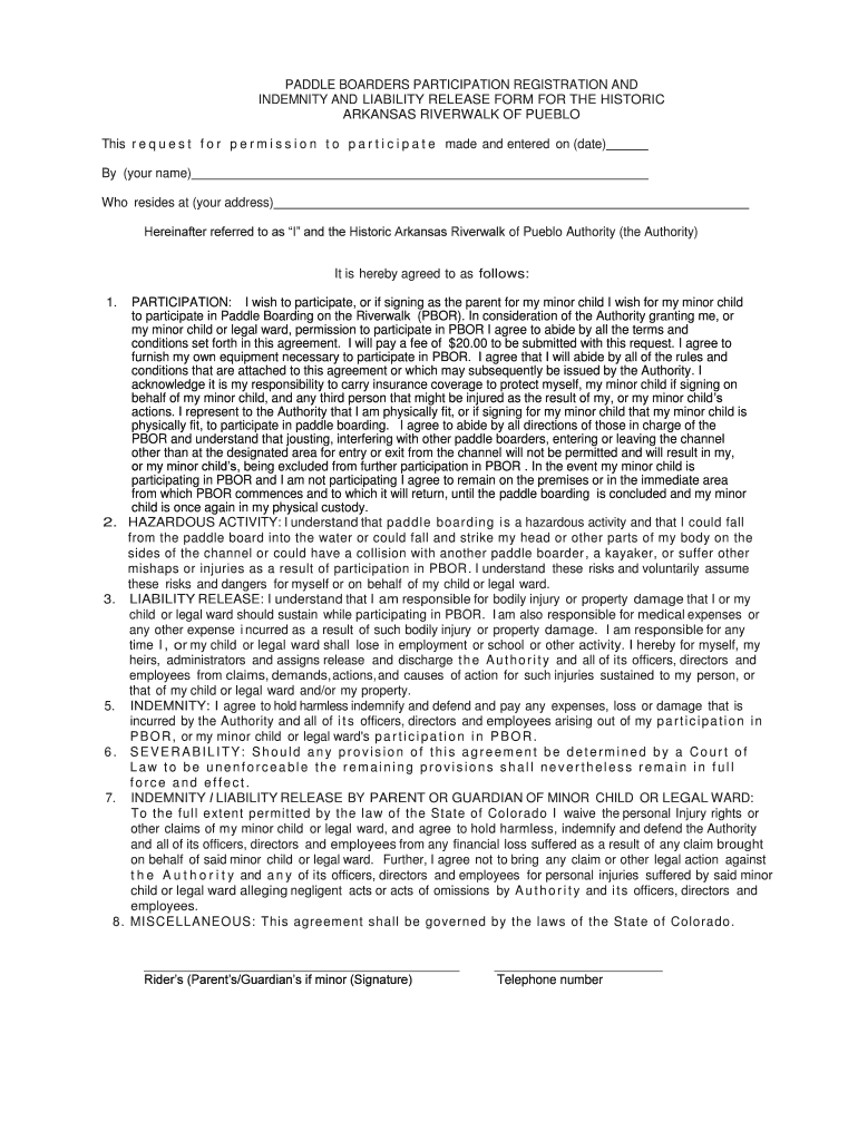 Fillable Online Paddle Boarders Participation Registration and ...