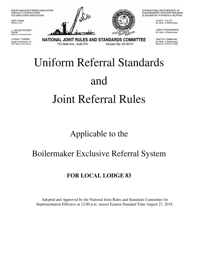 Fillable Online Uniform Referral Standards and Joint Referral Rules Fax ...