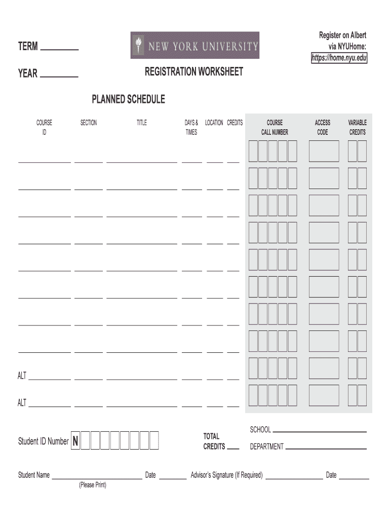 Fillable Online steinhardt nyu Registration Worksheet.qxd - NYU Steinhardt Fax Email Print ...