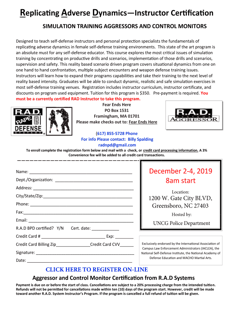 Fillable Online RAD Self Defense Gear is the official Self Defense gear ...
