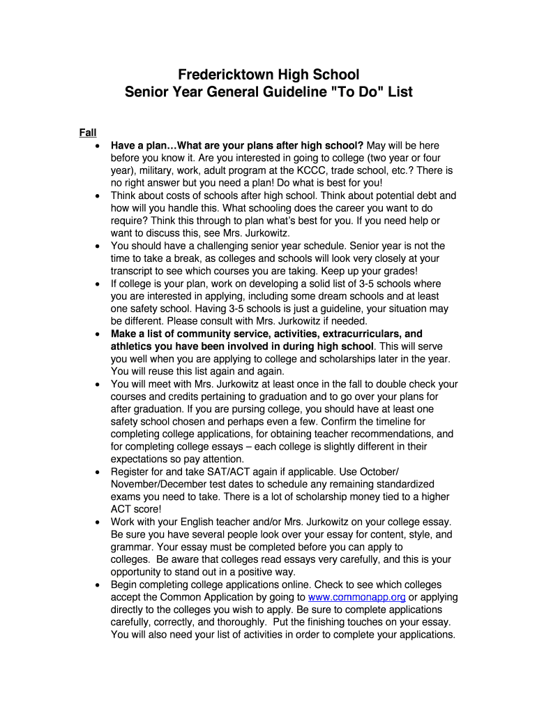 Fillable Online Senior To Do List Fax Email Print - pdfFiller