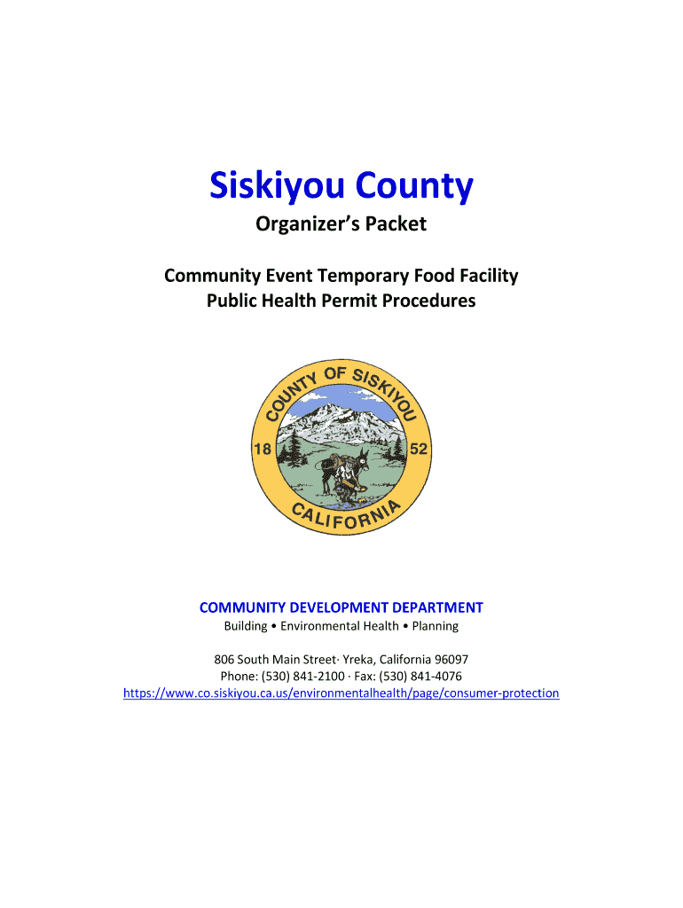 Fillable Online Temporary Food Facility Vendor Application Packet - Siskiyou ... Fax Email Print ...