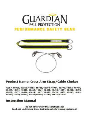 Fillable Online Product Manual for Guardian Cross Arm Strap - Northern ...