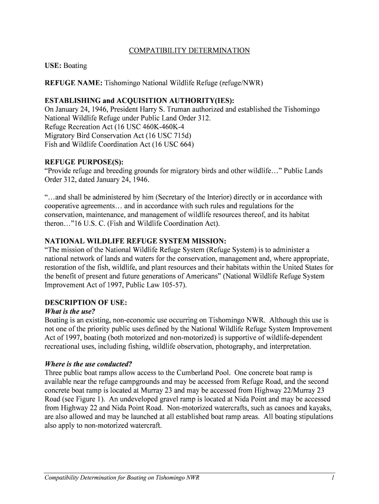 Fillable Online Tishomingo National Wildlife Refuge (refuge/NWR) - US ...