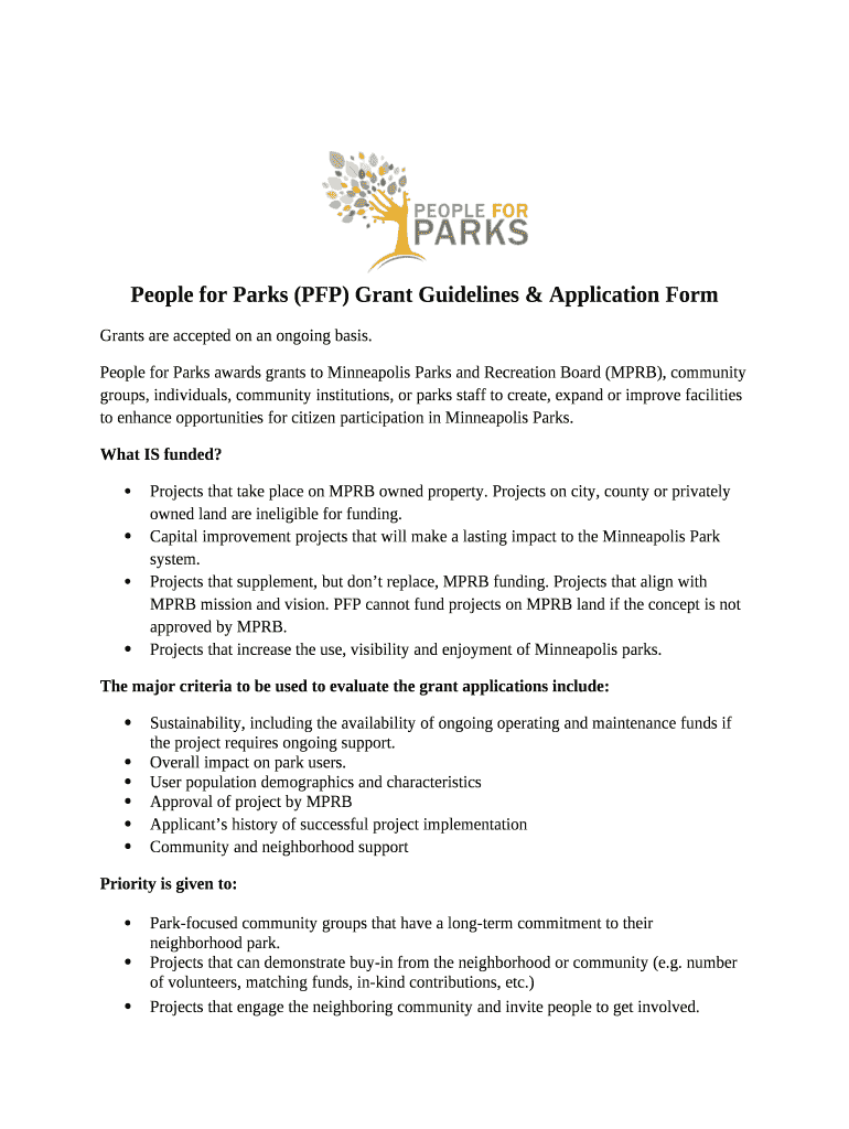 People for Parks (PFP) Grant Guidelines & Application Doc Template ...