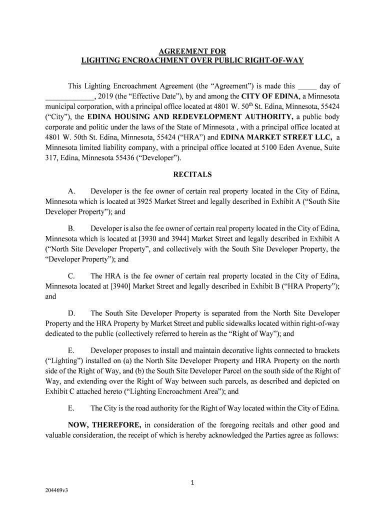 Fillable Online Encroachment Temporary-Permanent Agreement Fill In Form ...