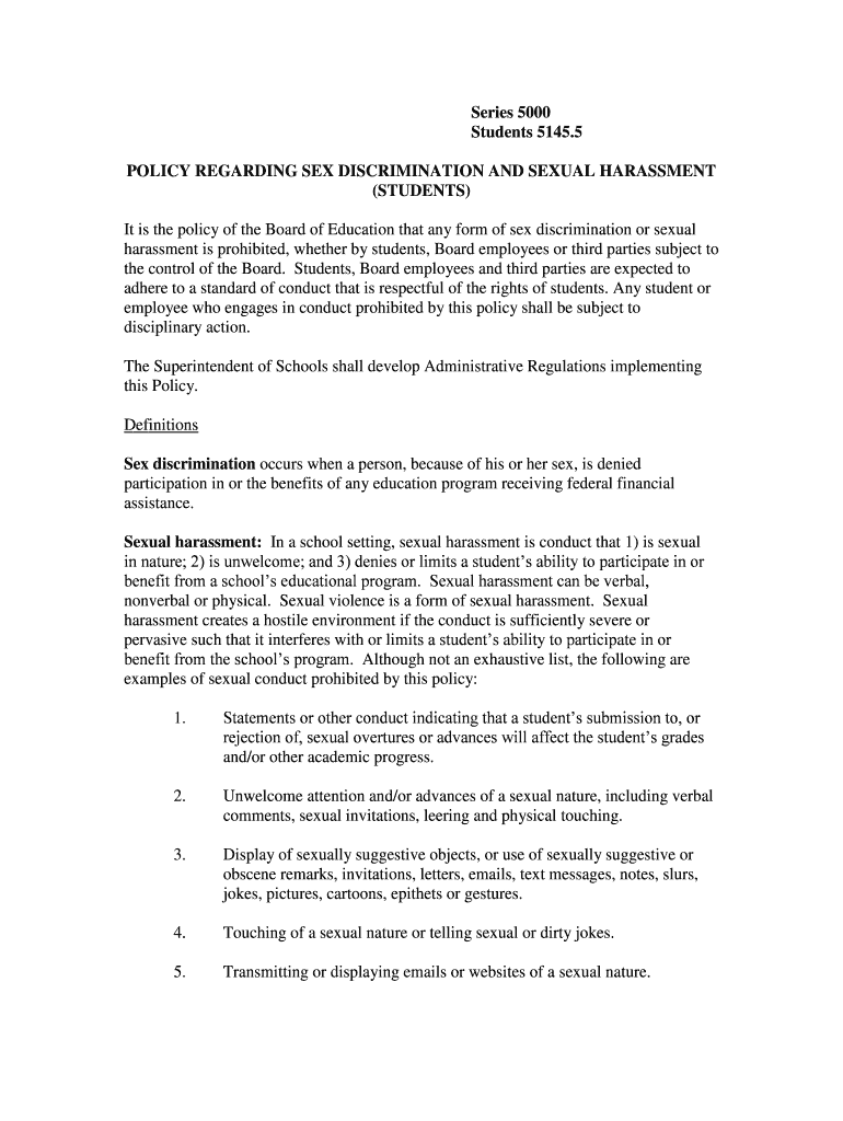 Fillable Online Sexual Discrimination and Sexual Harassment Regulation ...
