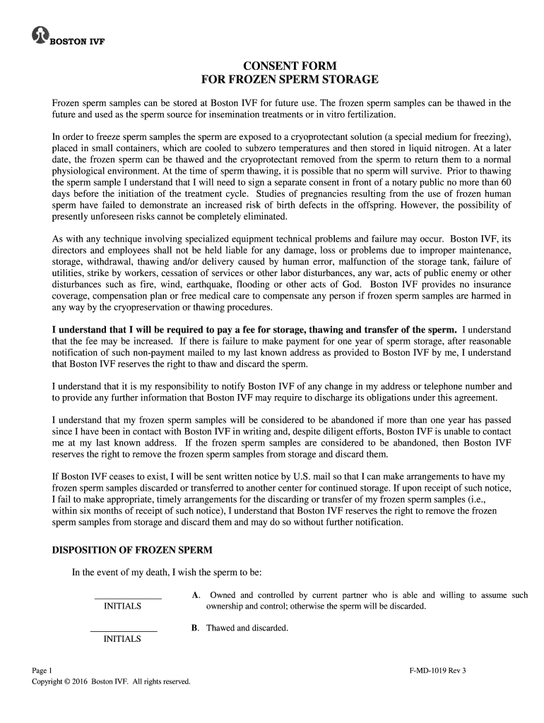 Fillable Online consent form - Boston IVF Fax Email Print - pdfFiller