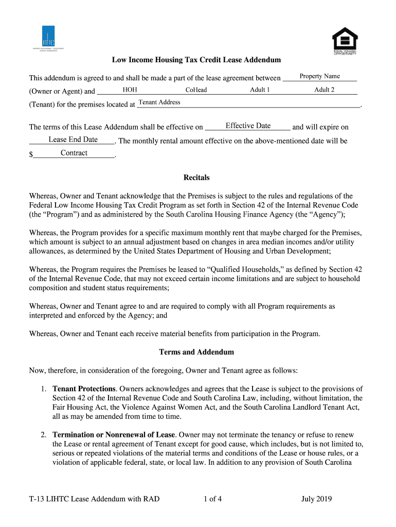 Fillable Online low income housing tax credit lease addendum - The Ohio ...
