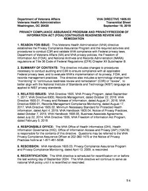 Fillable Online VHA Directive 1605.03, Privacy Compliance Assurance ...