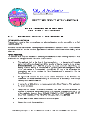 Fillable Online FIREWORKS PERMIT APPLICATION 2019 Fax Email Print ...