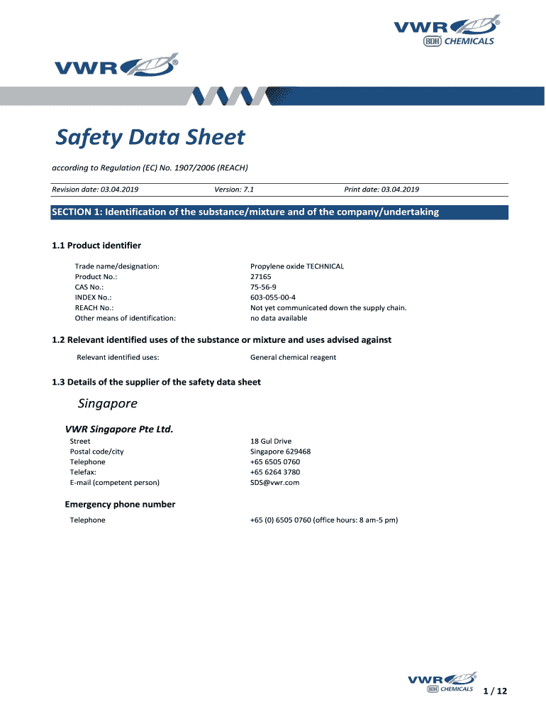 Fillable Online Propylene oxide TECHNICAL Fax Email Print - pdfFiller