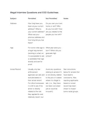 Fillable Online Illegal Interview Questions and EEO Guidelines - Audax ...