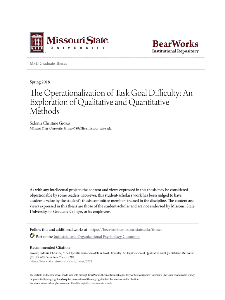 Fillable Online The Operationalization of Task Goal Difficulty Fax ...