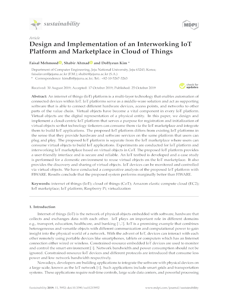 Fillable Online Design and Implementation of an Interworking IoT Platform and Marketplace in ...