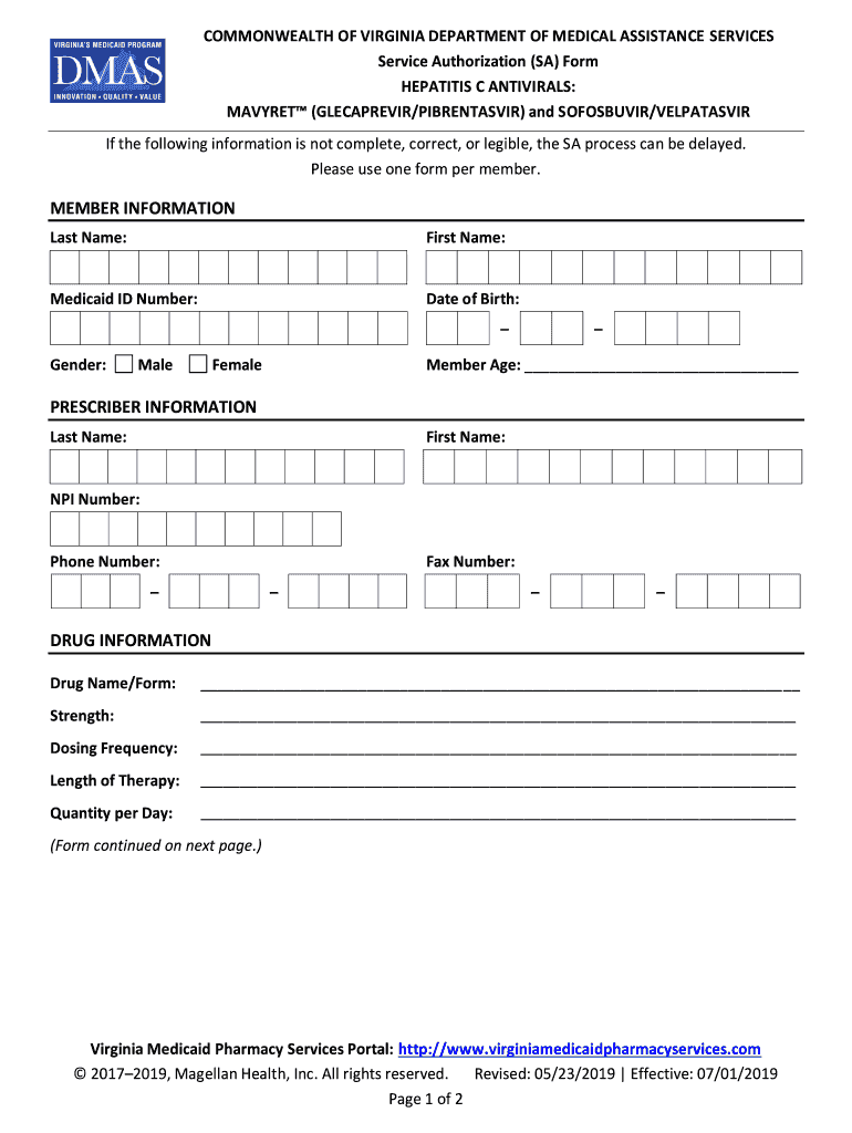 Fillable Online Virginia Medicaid Service Authorization Form: Hepatitis ...