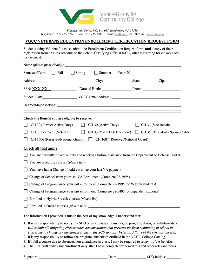 Fillable Online Fillable Online vgcc Box 917, Henderson, NC 27536 ...