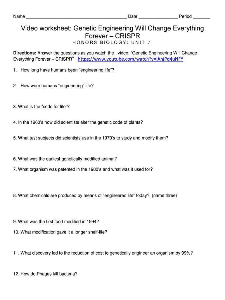 Genetic Engineering Worksheet Answer Key - Fill Online, Printable ...