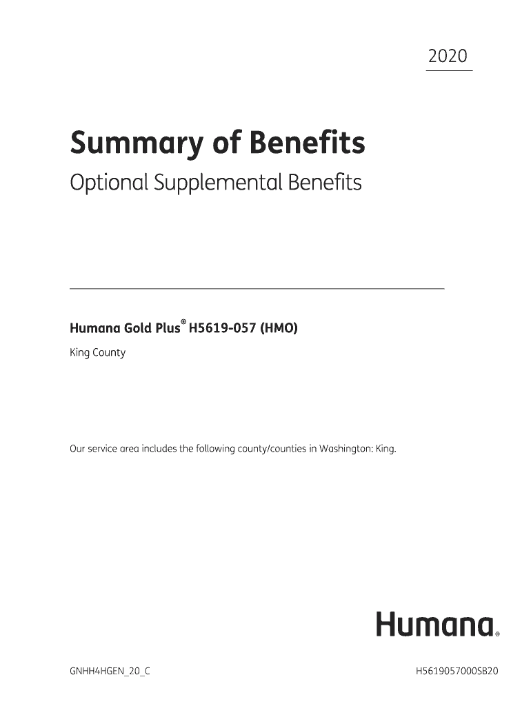 Fillable Online Your 2020 Summary of Benefits Optional Supplemental ...