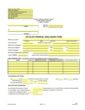 Fillable Online Detailed Financial Disclosure Form (8-1-14 update) Fax ...