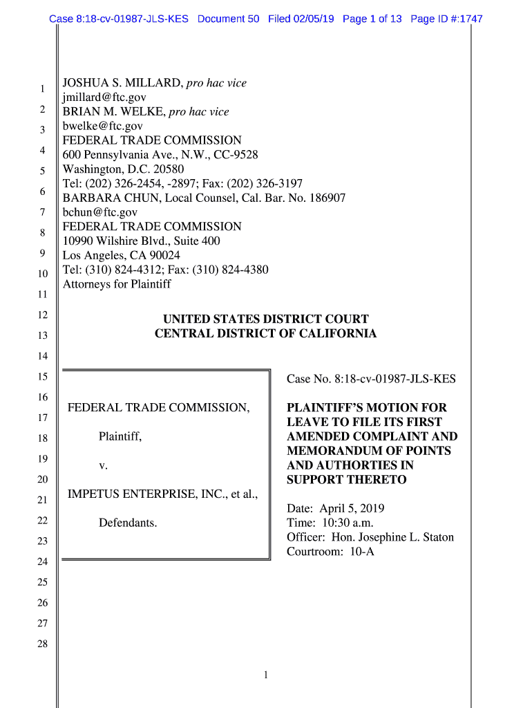Fillable Online Form O - Motion and order for admission pro hac vice ...