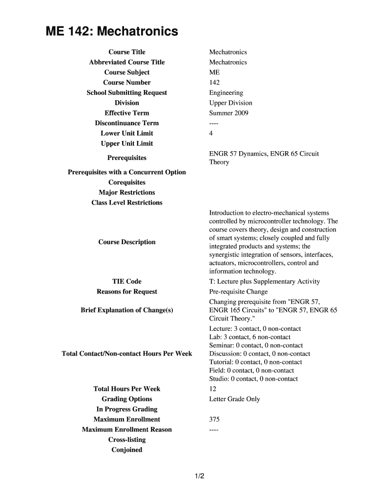 Fillable Online eng ucmerced Course Request Form Management System - ME ...