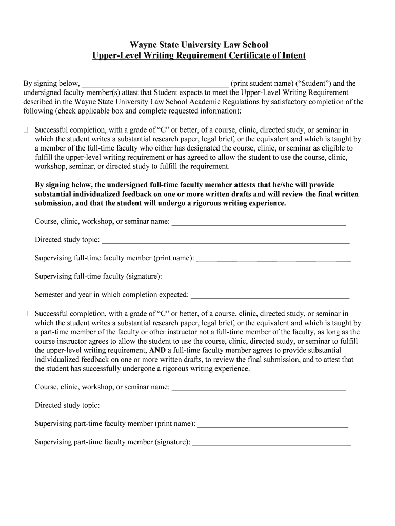 Fillable Online law wayne Forms - Law School - Wayne State University Fax Email Print - pdfFiller