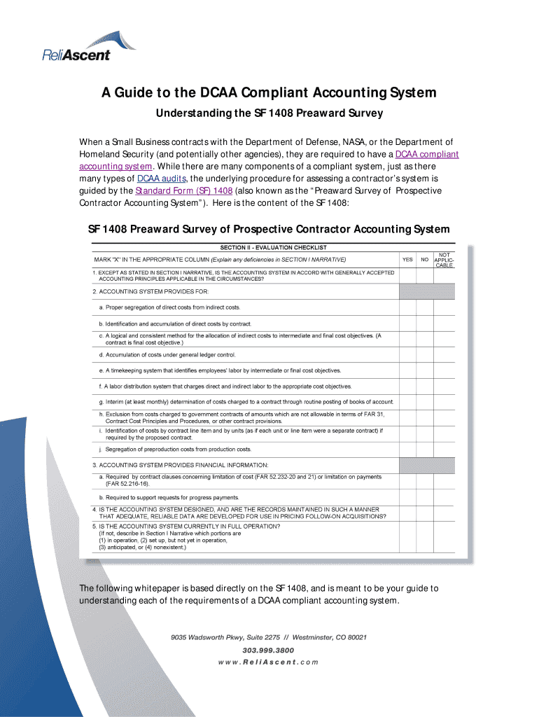 Fillable Online A Quick Guide to the DCAA Compliant Accounting System ...