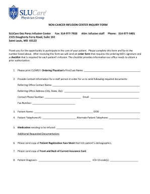 Fillable Online NON-CANCER INFUSION CENTER INQUIRY FORM Fax Email Print ...