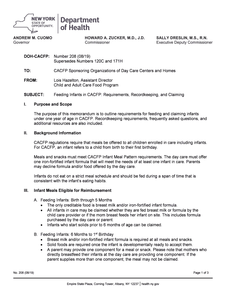 Fillable Online Feeding Infants in CACFP. Feeding Infants in CACFP Fax ...