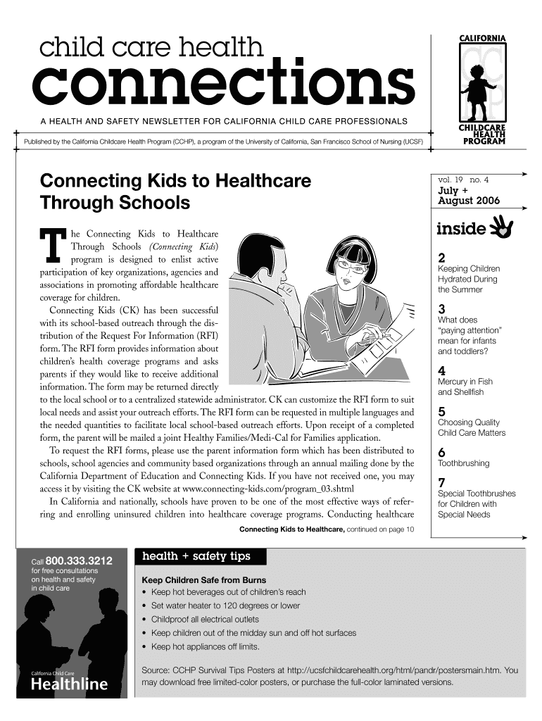 Fillable Online A HEALTH AND SAFETY NEWSLETTER FOR CALIFORNIA CHILD ...