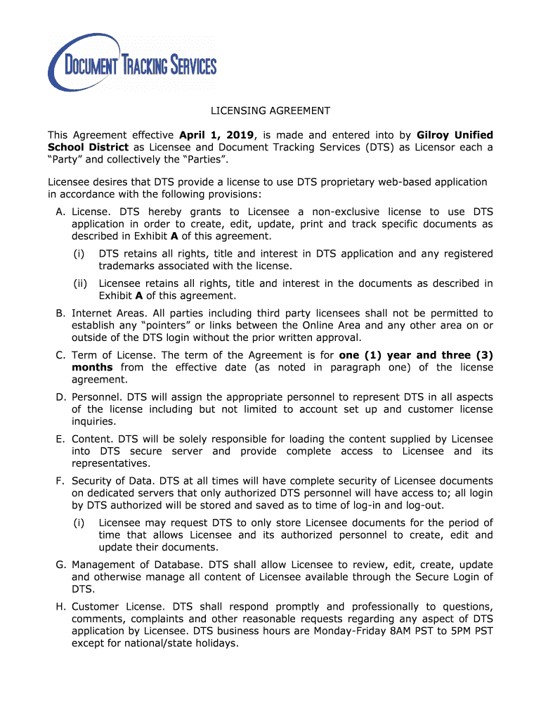Fillable Online DTS License Agreement - Agenda Online Fax Email Print ...