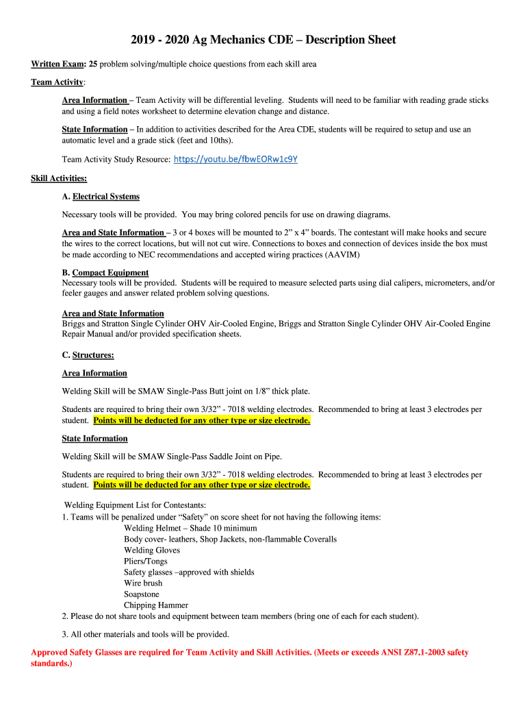 Fillable Online Missouri FFA Agricultural Mechanics Career Development ...